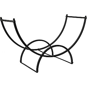 Juvale 3-Foot Curved Firewood Rack for Indoor Outdoor (Black)