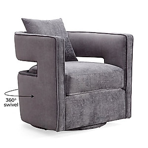 TOV Furniture Kennedy Modern Handmade Velvet Swivel Chair, Gray