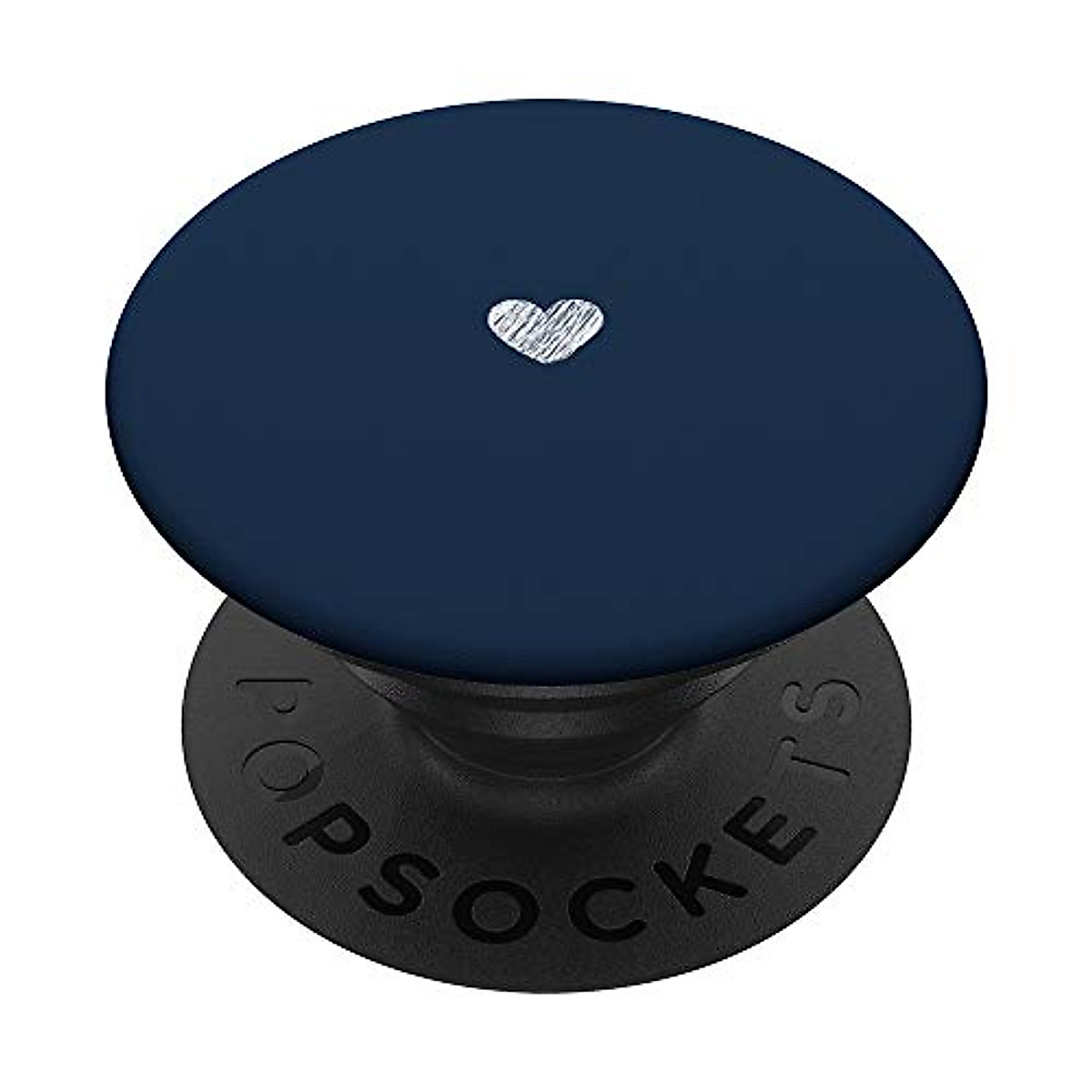 Cute White Heart Hand Drawn Minimalist in Dark Blue PopSockets PopGrip: Swappable Grip for Phones & Tablets