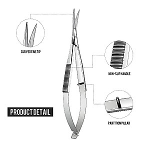 Shynai 2 Pieces 4.7 Inch Embroidery Sewing Scissor Spring Action Scissor Thread Stainless Steel Cutting Scissor Eyebrow Trimming Scissor (Silver)