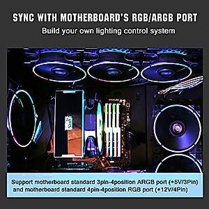 PCCOOLER 120mm Case Fan 5 Pack PC Computer Fans RGB PC Case Fans with Wireless Controller Dual Light Loop LED Computer Fan High Performance PWM Cooling Fan for PC Case