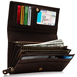 Leather Clutch Organizer Wallets For Women - Suede Womens Wallet Floral Print Organizer With Gifts Box For Her RFID Blocking