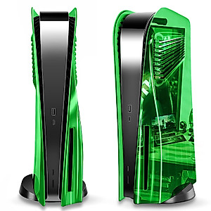 SIKEMAY PS5 Cover Plates for PlayStation 5 Console Disc Edition, PS5 Accessories Face Plates Side Shell with Cooling Fan Vents, Hard Shockproof Protective Custom Dust Skin Covers Case (Plating Green)