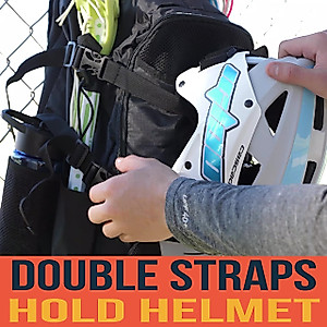 Athletico Turf Lacrosse Bag - Extra Large Lacrosse Backpack - Holds All Lacrosse or Field Hockey Equipment - Two Stick Holders and Separate Cleats Compartment (Blue)