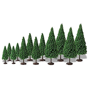 Model Cedar Trees 12PCS Train Scenery Landscape Pine Miniature Diorama Trees Mixed Model for Road Architecture Building DIY Decoration Gift (12)