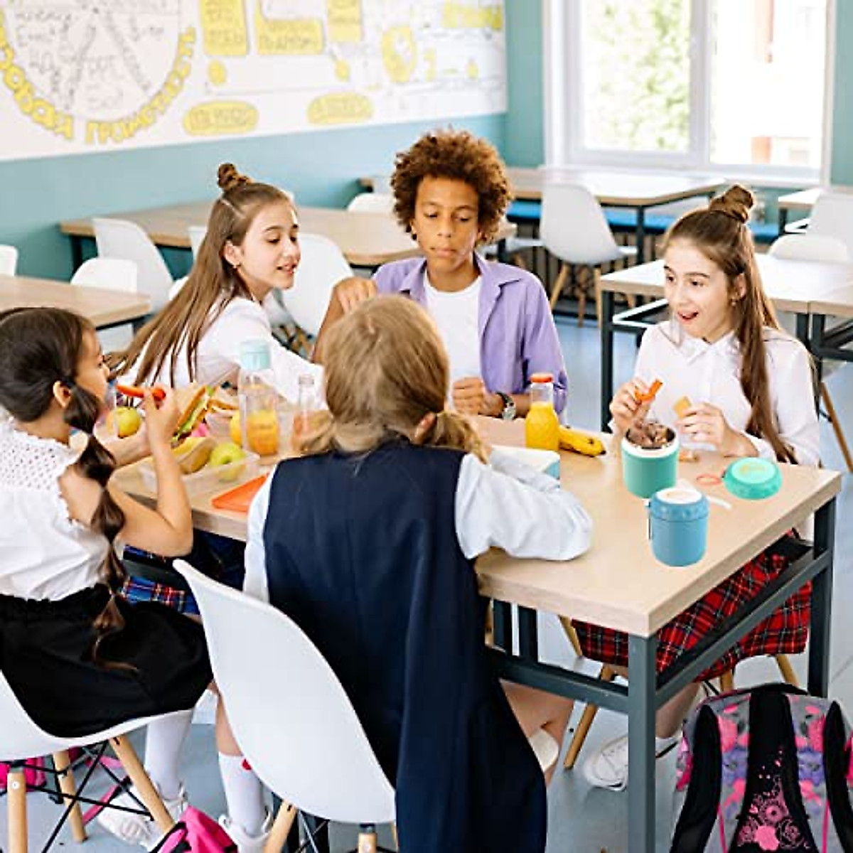 AGRATU 2 Pack Kids Thermos for Hot Food with Spoon Thermos Food Jar for Kids 13.5oz(Green/Blue)