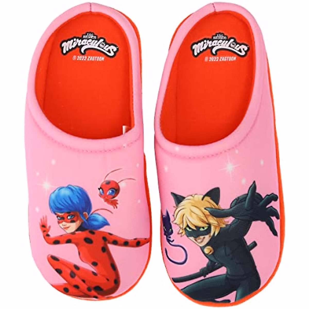 Miraculous Ladybug Pajamas for Girls Nightgown and Slipper Set, Short Sleeve Dorm Shirt, Red/Pink, Size 6/6X