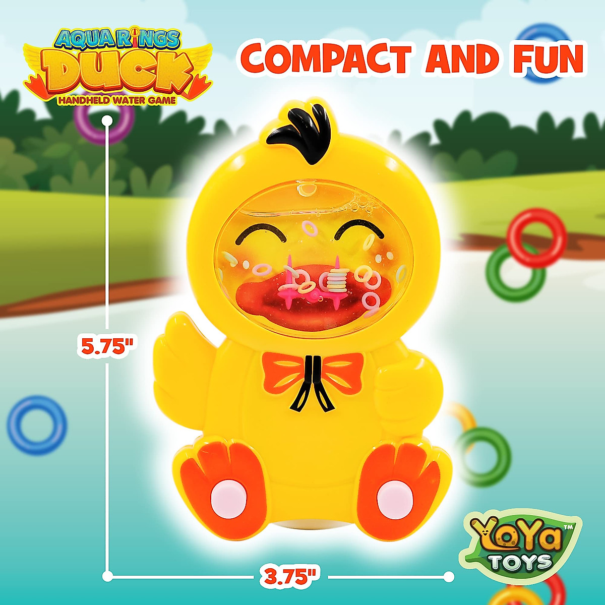 YoYa Toys Aqua Rings Duck Handheld Game for Kids - Retro Toys and Nostalgic Car Activities for Kids - Portable Road Trip Toys and Calming Travel Games - Great Duck Toys Gift and Party Favors