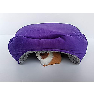 PAWSINSIDE Guinea Pig Warm Fleece Bed Small Animal Winter Cuddle Mat Bed for Ferret Rat Hedgehog Chinchilla (Purple)