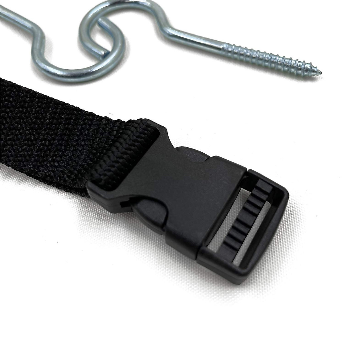 HTTMT- Single Kayak Wall Hanger Storage Strap Garage Canoe Hoists55 lb Capacity for Indoor/Outdoor Room Wall Strap Hanger Mounting [P/N: KAYAK-W06-BK]