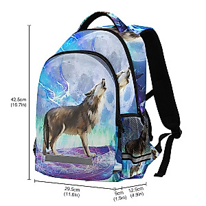 ALAZA Girls Wolf School Backpacks for Children Kids Large Capacity Bookbags 17"