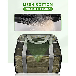 Extra Large Mesh Tote Bag with Multiple Pockets, Heavy Duty Beach Bag for Family Trip Camping Swimming
