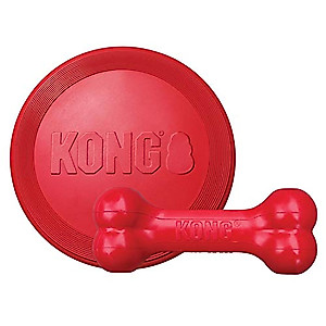 KONG - Goodie Bone and Flyer - Durable Rubber Chew Bone and Flying Disc - for Large Dogs
