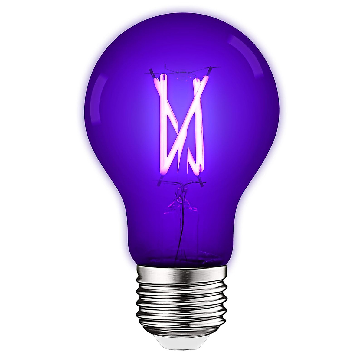 LUXRITE A19 Edison UV LED Black Light Bulb, 6W Filament Blacklight Bulb, UVA 397-407nm, Enclosed Fixture Rated, E26 Base, Glow in The Dark for Halloween, Party, Body Paint, Fluorescent Poster