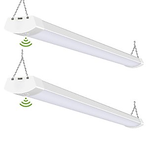 hykolity Pir Sensor 4FT 120W LED Shop Light, 12000lm(370w Equivalent), 5000K Daylight, Motion Activated, Hanging or FlushMount, with Power Cord, for Garages, Workshops, ETL, 2 Pack