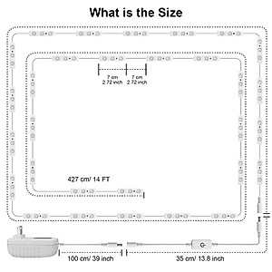 Flexible Jewelry Showcase Lights Kit, 14FT Adhesive Led Light for Display Case with Power Adapter, Dimmable Bright White Under Counter Light, 90 LEDs for Kitchen Cabinets Cupboard, 1800lm, 6000K