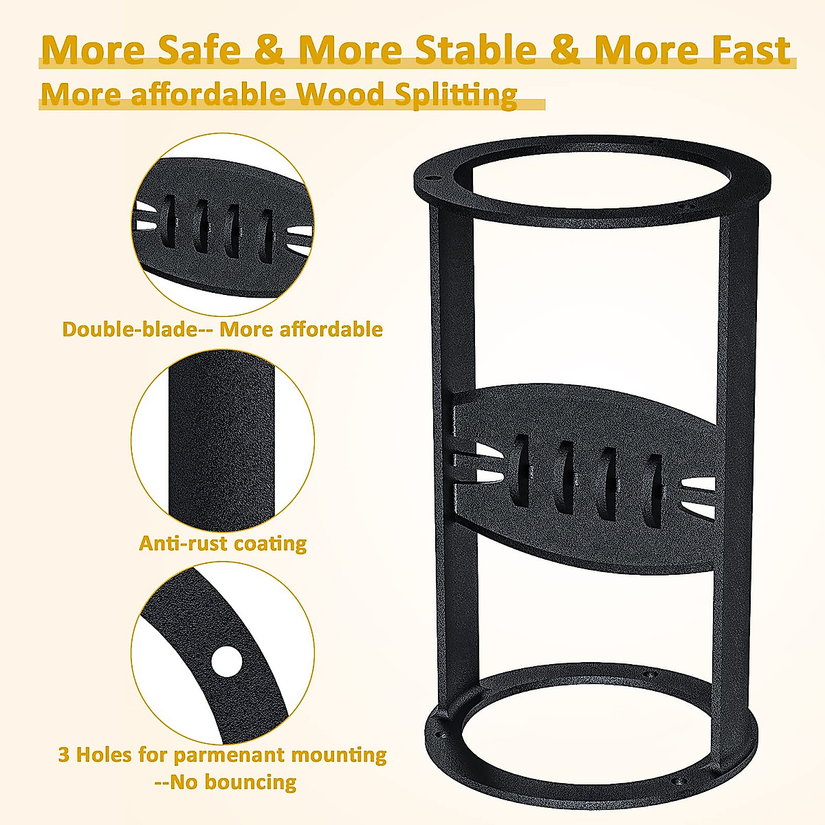 young master Kindling Splitter, Cast Steel Wood Splitter, Heavy Duty Double-Blade Maul Firewood Splitter, High-Impact Manual Log Splitter Wedge One-Piece Molding Wood Splitting Tool for Home