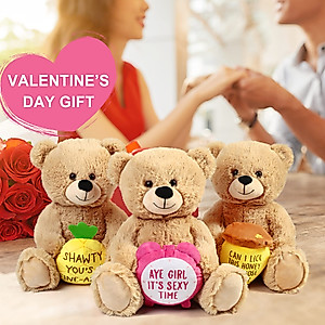 BenBen Shawty U Fine Teddy Bear for Girlfriend, 10 inch Teddy Bear Stuffed Animal with Pineapple, Funny Plush Bear Toy Gift for Her, Women, Wife on Christmas Valentine's Day Anniversary