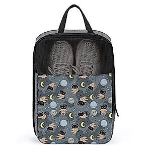 Frcavbin Cats Astronauts Wear Helmets Travel Shoe Bag Shoes Carrier with Handle and Zipper Foldable Shoe Puches Organizer for Home storage School starts