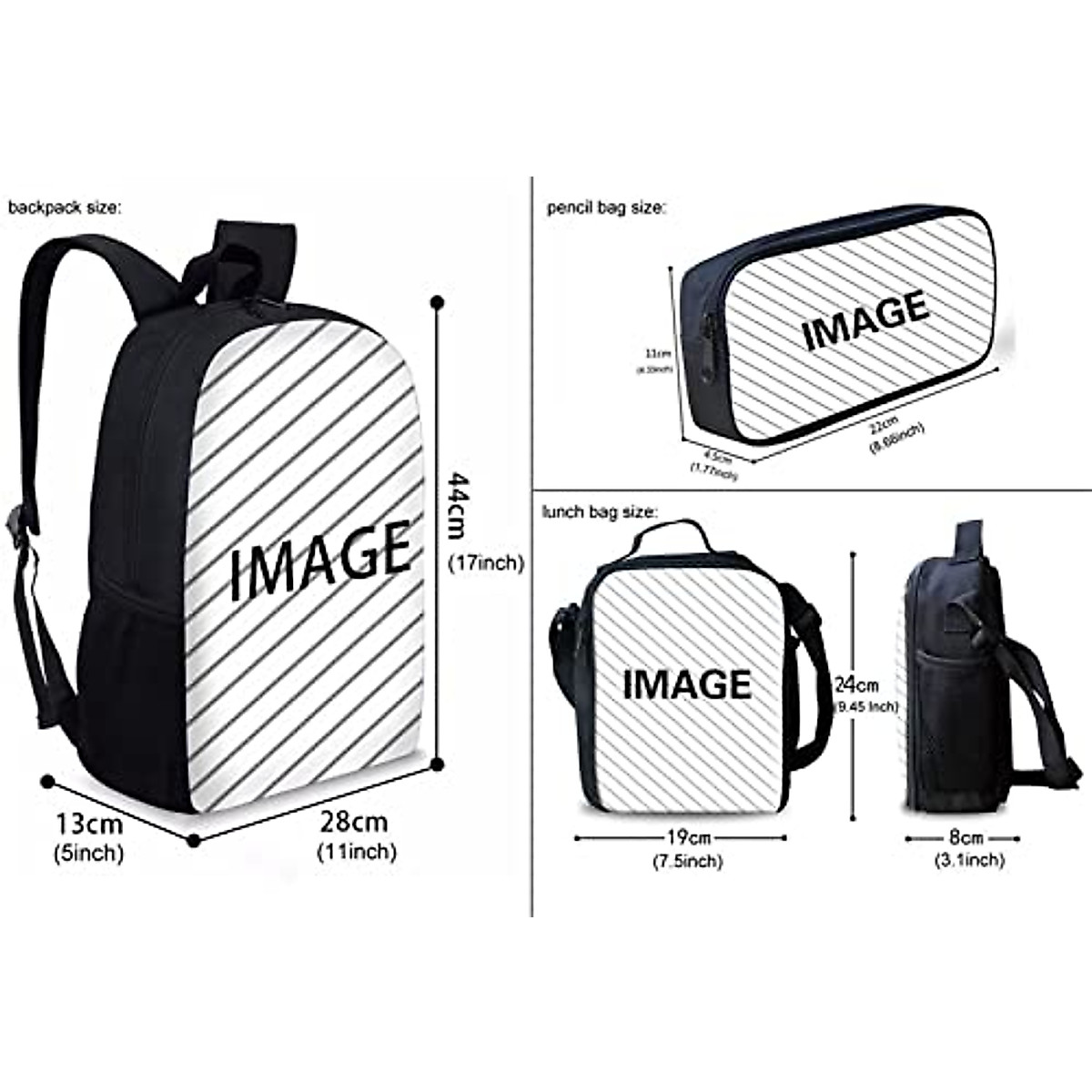 UZZUHI American Black Girl School Backpack with Lunch Bag,Art Afro Girls Backpack 2Nd/ 3Rd/4Th/5Th 6th Grade Preschool Elementary Kids Bookbag School Pencil Case