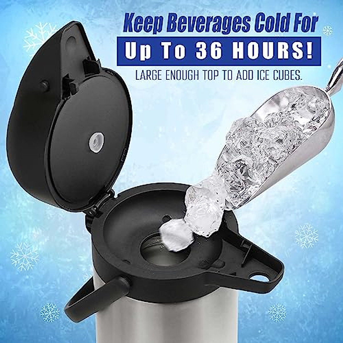 Airpot Coffee Dispenser with Pump - 102 oz Insulated Stainless Steel Coffee Carafe - Thermal Beverage Dispenser - Thermos Urn for Hot/Cold Water, Party Chocolate Drinks