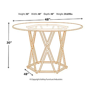 Signature Design by Ashley Madanere Round Contemporary Dining Room Table, Chrome Finish