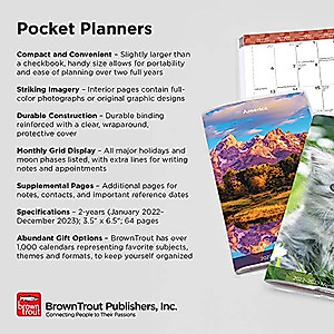 Vintage Blooms Fleurs Classiques 2022 3.5 x 6.5 Inch Two Year Monthly Pocket Planner, Flower Artwork Design