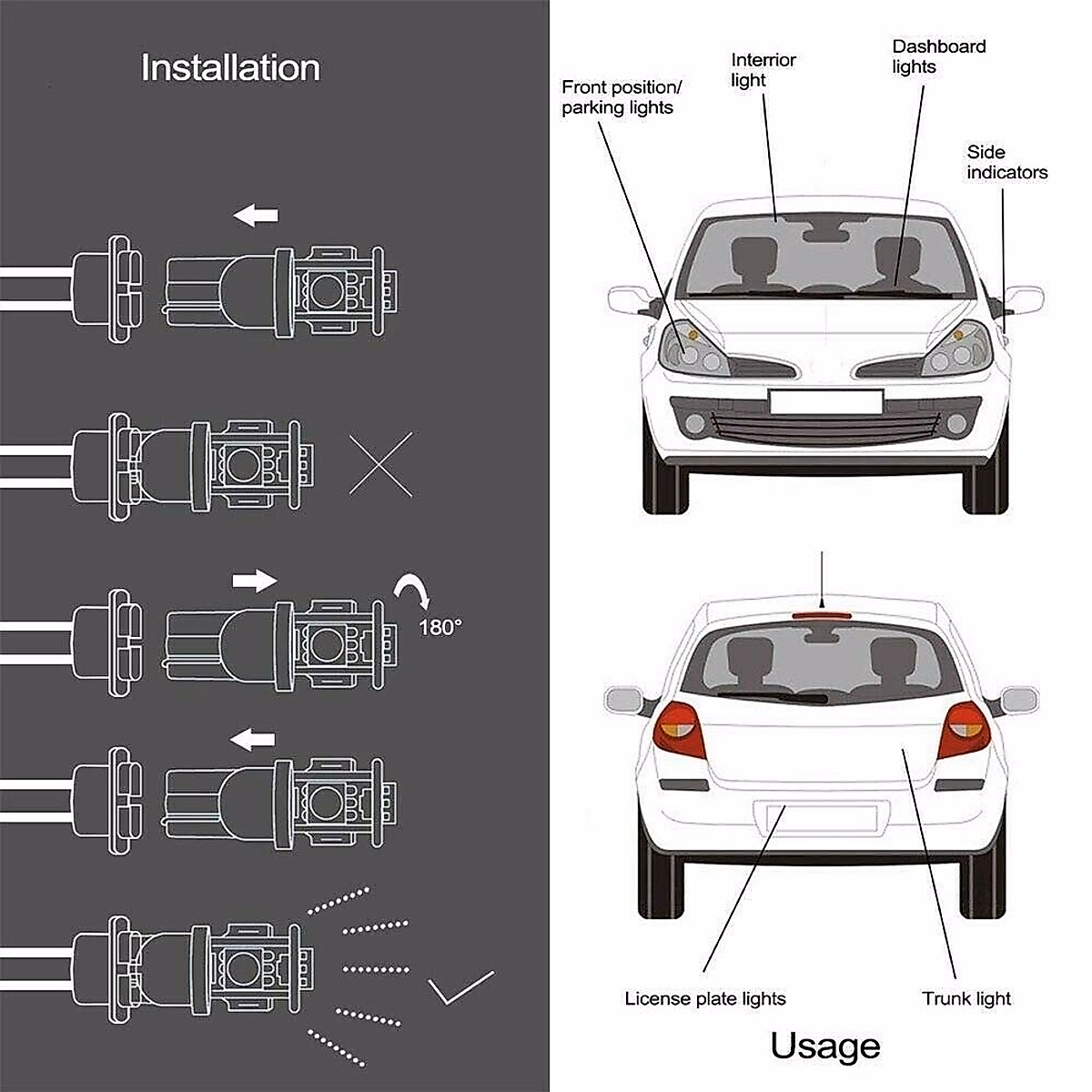 ICBEAMER T10 194 168 w5w RGB LED Remote Atmosphere light Bulbs Strobe 16 Colors Replace Map/Dome/License Plate/Parking