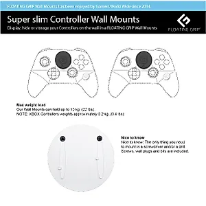 Xbox Series S & Controllers Wall Mount by FLOATING GRIP - Mounting Bundle for Hanging Consoles 2 Controllers - Strong & Slim Ropes - Effective Ventilation, Cable Management, Easy-to-Install System