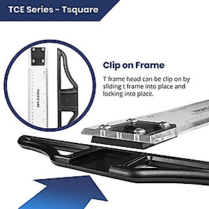 Pacific Arc 36 Inch T Square, Traditional Acrylic Graduated in Inch and Metric, Detachable Head