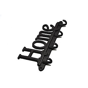 Cast Iron Decorative Wall Organizer Hooks - Home Decor Key Rack - Four Hanging Hooks - Hat Hooks, Bag, Coat Rack, Towel Hook, Accessories (12” x 6” x 1.5”)