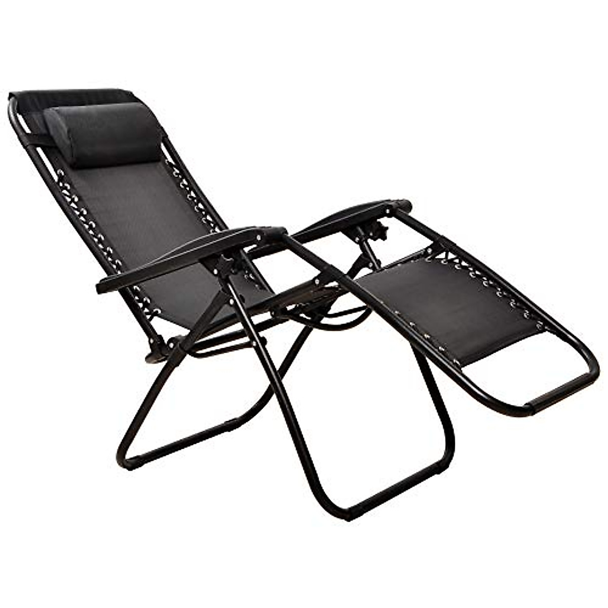Elevon Adjustable Zero Gravity Lounge Chair Recliners for Patio, Black, 2-Pack