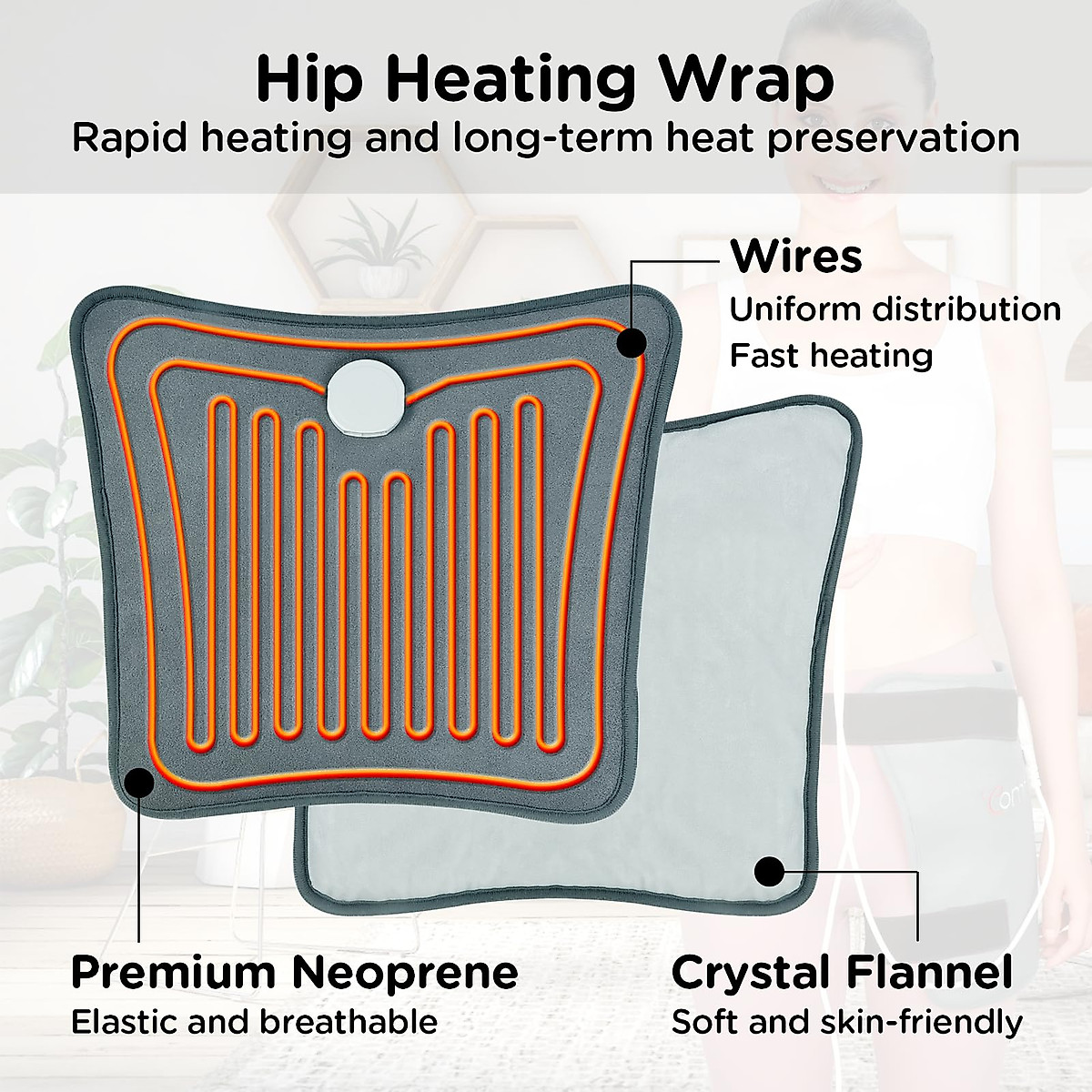Comfytemp Hip Heating Pad for Hip/Sciatica Pain Relief - FSA HSA Eligible Hip Brace, Birthday Gifts for Mom/Women/Wife/Men, Lower Back/Thigh/Buttock Electric Heat Pad, Hot Physical Therapy(S/M)