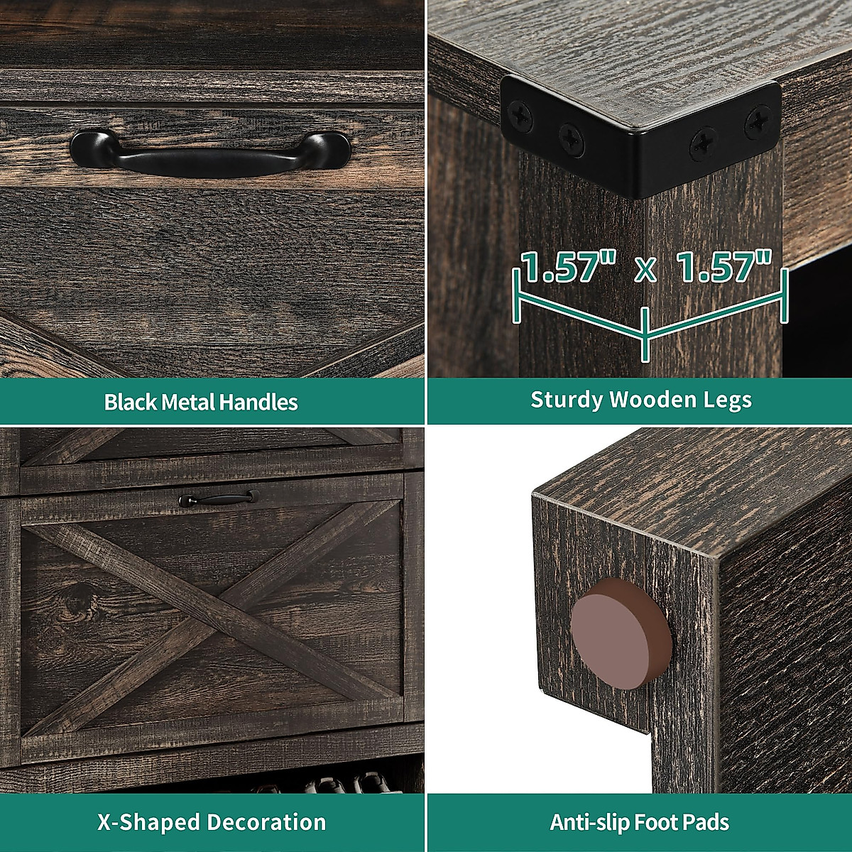 YITAHOME Shoe Cabinet with 2 Flip Drawers, Entryway Shoe Storage Cabinet with Open Shelves and Led Light, Free Standing Hidden Shoe Rack Organizer for Entryway/Hallway/Closet, Dark Rustic Oak