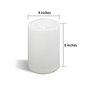 CANDLE CHOICE Waterproof Outdoor Battery Operated Flameless Candle Remote Timer Large Tall White Plastic Realistic Flickering Electric LED Pillar Lantern Garden Wedding Christmas Decorations 4”Dx6”H