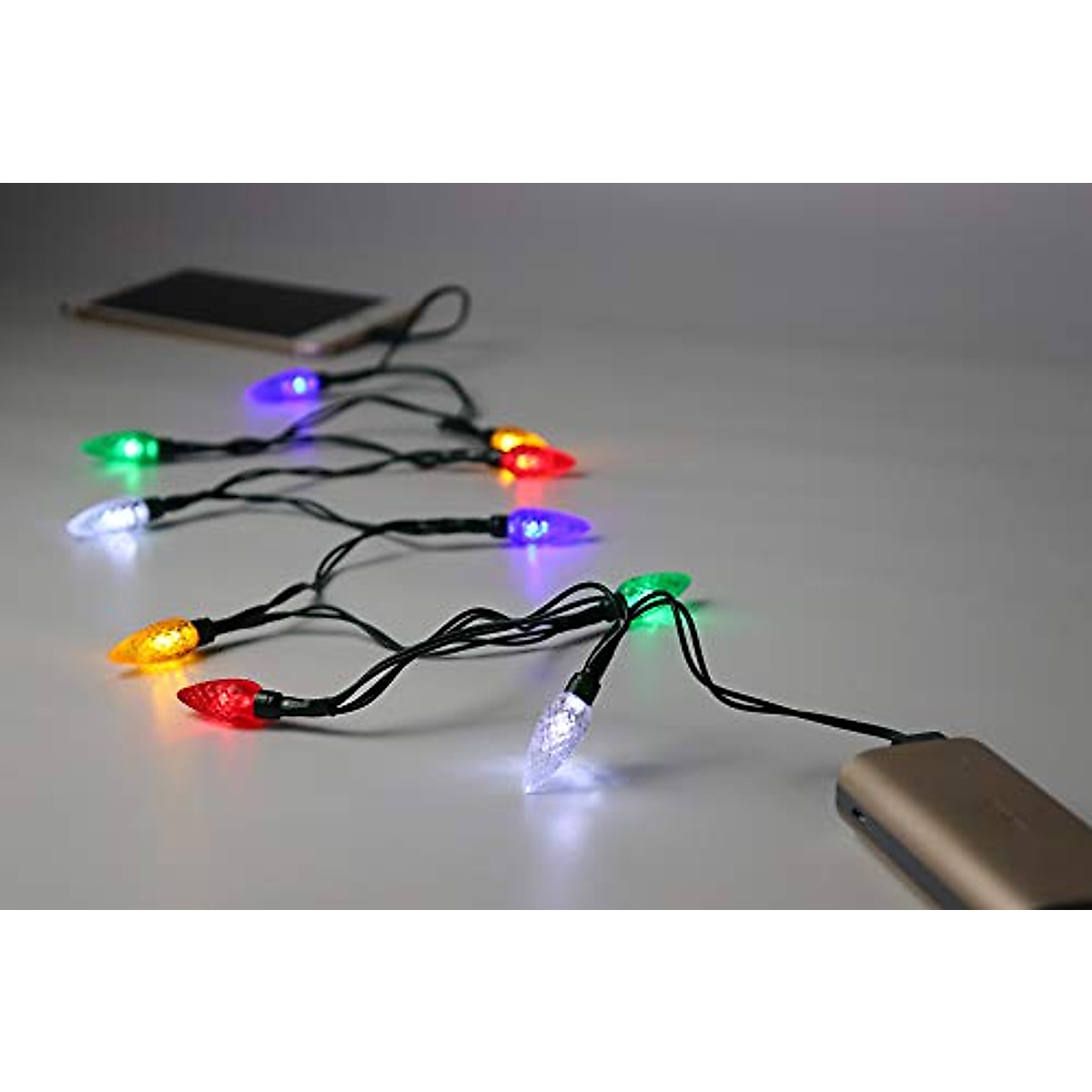 Cewuidy LED Christmas Lights Charging Cable,USB and Bulb Charger,50inch 10led Multicolor Available with Phone 5,6,7,8,X,XR,XS,XS Max,11,11Pro,11Pro Max,SE2,12mini,12,12Pro,12Pro Max etc(1pcs)