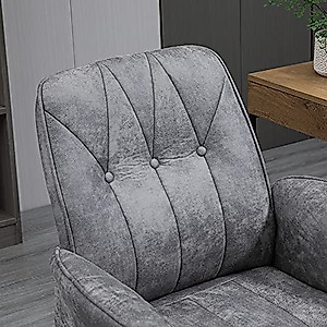 Vinsetto Micro Fiber Home Office Chair with Adjustable Height, Rock Function, and Curved Padded Armrests, Light Grey