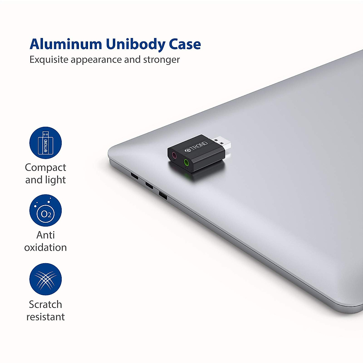 TROND Aluminum External USB Audio Adapter Sound Card with 3.5mm Stereo Headphone and Mono Microphone Jacks, C-Media CM100B Chipset, Compatible with PS5 PS4 Windows Mac Linux PC Laptop Desktop, Black