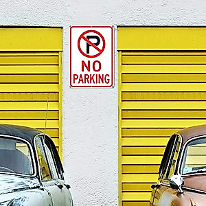 No Parking Sign With Symbol Sign (4 PACK), 14 x 10 Inches Reflective .40 Rust Free Aluminum, UV Protected, Weather Resistant, Waterproof, Durable Ink，Easy To Mount