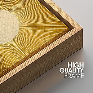 IDEA4WALL Framed Canvas Print Wall Art Rays of Light from Yellow Sun Astronomy & Space Cosmic Illustrations Modern Art Glam Scenic Multicolor Warm for Living Room, Bedroom, Office - 24"x36" Natural