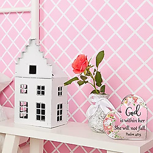 Christian Gifts for Women Inspirational Religious Gifts for Her Bible Verse Desk Decor God Is Within Her She Will Not Fall Acrylic Motivational Birthday Gift for Mom Sister Friend Coworker (Floral)