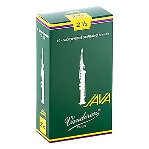Vandoren SR3025 Soprano Sax JAVA Reeds Strength 2.5; Box of 10