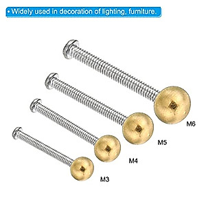 PATIKIL M5x0.8 Thread Cap Nuts Knob, 5 Pack Brass Ball Lamp Decoration Screw Caps Nut for Furniture Lighting