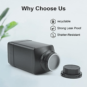 Heyiarbeit 5pcs Plastic Lab Chemical Reagent Bottle 1000ml/34oz Wide Mouth Sample Sealing Liquid Storage Container Black Cap