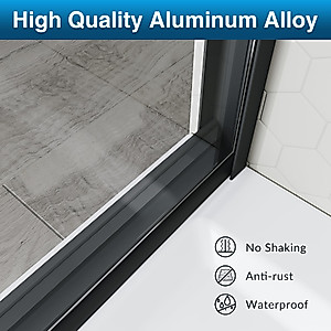 SL4U Sliding Shower Door, 60" W x 76" H, 1/4" Tempered Glass Shower Door, Sliding Shower Glass Door, Easy to Clean, Matte Black Finish