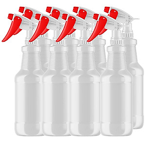 Plastic Spray Bottle (8 Pack, 32 Oz Each) Heavy Duty Chemical Grade Spraying Bottles Leak Proof Empty Bottle for Cleaning Solution with Adjustable Nozzle