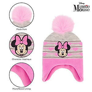 Disney Girls Toddler Winter Hat with Knit and Insulated Ski Mitten Set, Minnie Mouse For Ages 2-4