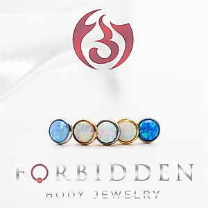 Forbidden Body Jewelry 3-Pack: 16g Surgical Steel Synthetic Blue Opal Cartilage Studs, 3mm/4mm/5mm Opalite