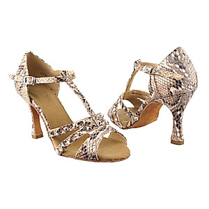 50 Shades Animal Print Ballroom Latin Dance Shoes for Women: SERA7012 Brown Snake 2.5" Heel Size 9