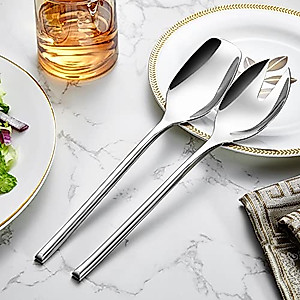 KEAWELL Deluxe Large 10" Salad Servers，18/10 Stainless Steel Salad Serving Set, Set of 2 Includes a Salad Spoon and Salad Fork.
